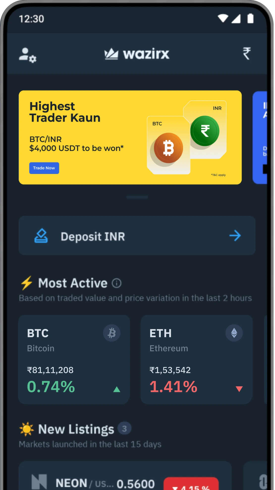 Buy Bitcoin, Cryptocurrency at India’s Largest Exchange | Trading Platform | WazirX
